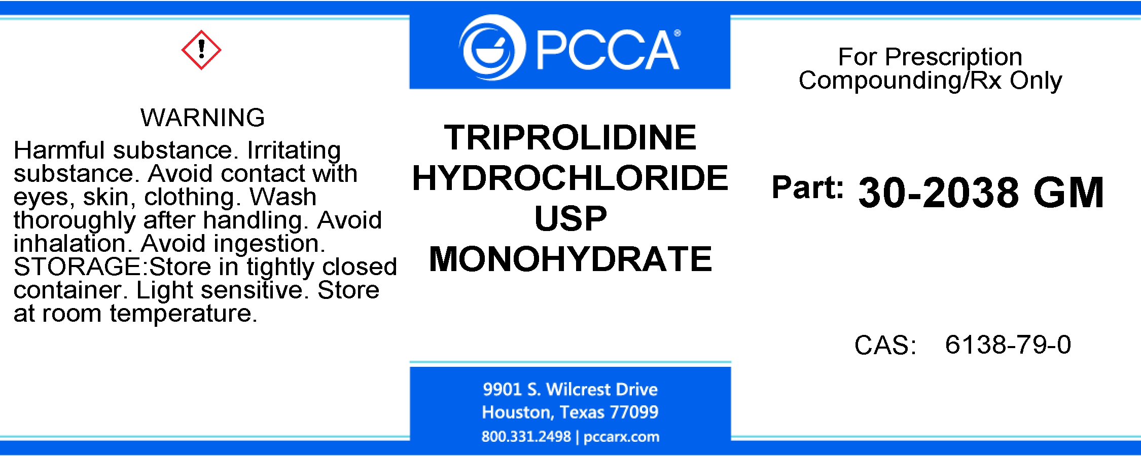 TRIPROLIDINE HYDROCHLORIDE USP MONOHYDRATE - PCCA