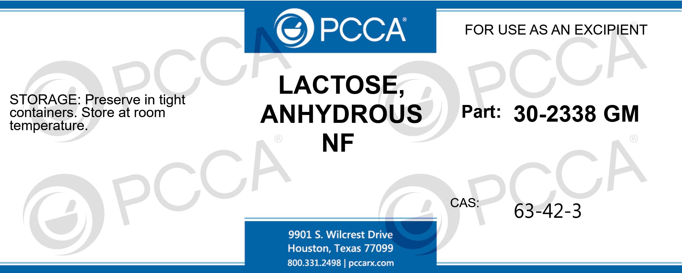 LACTOSE, ANHYDROUS NF - PCCA