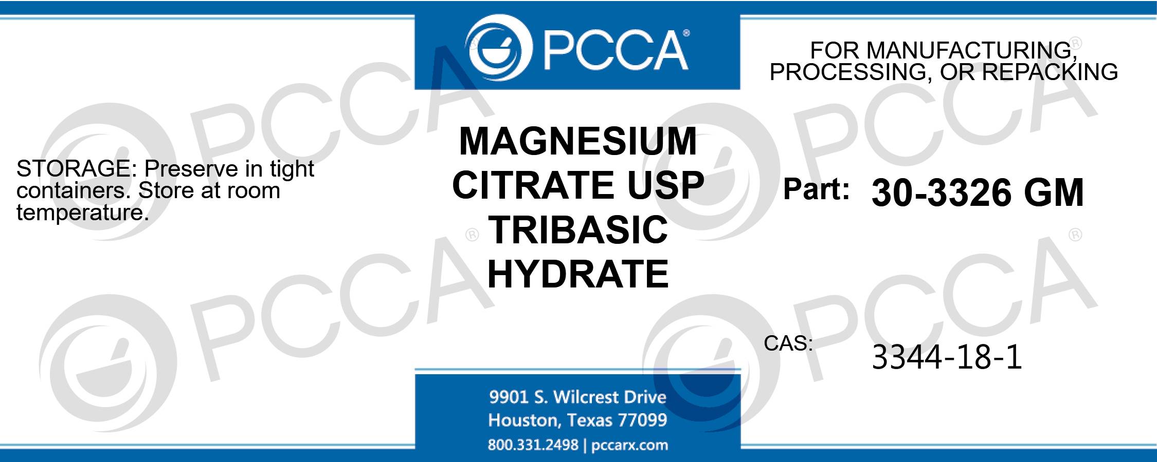 MAGNESIUM CITRATE USP TRIBASIC HYDRATE - PCCA
